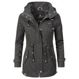 Outdoorjacke Marikoo "Nyokoo" Gr. S (36), schwarz Damen Jacken modische Baumwoll Übergangsjacke mit großer Kapuze