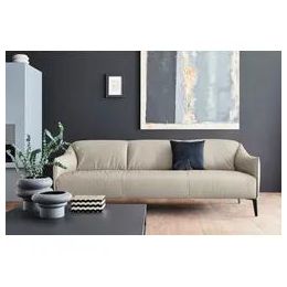 3-Sitzer W.Schillig "sally" Sofas Gr. B/H/T: 224cm x 78cm x 84cm, Longlife Xtra-Leder Z59, grau (eisgrau z59) mit Metall-Winkelfüßen in Schwarz pulverbeschichtet, Breite 224 cm