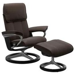 Relaxsessel stressless "Admiral", braun (braun batick), B:84cm H:100cm T:73cm, Leder BATICK: BATICK ist ein leicht korrigiertes, durchgefärbtes und genarbtes Möbelleder, bei dem die meisten Unebenheiten und Spuren in der Regel entfernt wurden., Sessel, mit Signature Base, Größe M & L, Gestell Schwarz