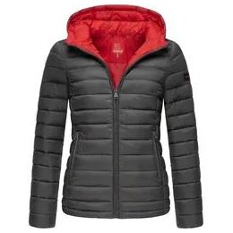 Steppjacke Marikoo "Luci" Gr. S (36), grau (anthrazit) Damen Jacken modische Übergangsjacke mit großer Kapuze