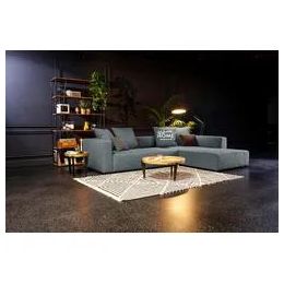 Ecksofa Tom Tailor HOME "HEAVEN CASUAL M" Sofas Gr. B/H/T: 282cm x 85cm x 221cm, Struktur grob TCU, Recamiere rechts, mit Bettfunktion-mit Bettkasten, blau (smokey blue tcu 36) aus der COLORS COLLECTION, wahlweise mit Bettfunktion & Bettkasten