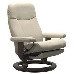 Relaxsessel stressless "Garda" Sessel Gr. Leder BATICK, PowerTM Leg & Back-ohne Akku-Classic Base Wenge, B/H/T: 76 cm x 100 cm x 74 cm, beige (cream batick) verstellbar, optional 2-motorisch, Größe M & L, Gestell Wenge