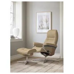 Relaxsessel stressless "Sunrise" Sessel Gr. Leder PALOMA, Cross Base Eiche, Relaxfunktion-Drehfunktion-PlusTMSystem-Gleitsystem-BalanceAdaptTM, B/H/T: 79cm x 103cm x 73cm, beige (sand paloma) mit Cross Base, Größe S, M & L, Holzakzent Eiche