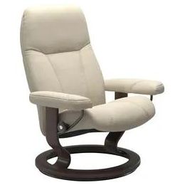 Relaxsessel stressless "Consul" Sessel Gr. Leder BATICK, Classic Base Wenge, PlusTMSystem-Gleitsystem-Relaxfunktion-Drehfunktion-Kopfstützenverstellung-Rückteilverstellung, B/H/T: 72cm x 94cm x 70cm, beige (cream batick) mit Classic Base, Größe S, Gestell Wenge