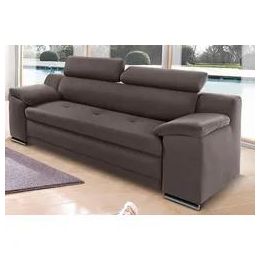 Sit & More 3-Sitzer SIT & MORE "Andiamo", braun (mokka), B:200cm H:93cm T:95cm, Struktur ( 100% Polyester);Kunstleder SOFTLUX;Luxus-Microfaser ALTARA NUBUCK (100% Polyester), Sofas, inklusive Kopfteilverstellung
