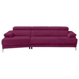 Ecksofa Egoitaliano "Soul, extravagantes Designsofa, Megasofa, super bequem, tolle Details" Sofas Gr. B/H/T: 246cm x 99cm x 140cm, Luxus-Microfaser BLUSH, Recamiere links, pink (fuchsia) mit Trapez-Abschlußelement, inkl verstellbarer Kopfteile