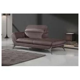 Recamiere Egoitaliano "Sueli, extravagantes Design und erstklassiger Sitzkomfort" Sofas Gr. B/H/T: 180 cm x 100 cm x 110 cm, Leder CAREZZA, Recamiere rechts, braun (dunkelbraun) Solitärmöbel, hochwertiger Lederbezug, inklusive Kopfteilverstellung