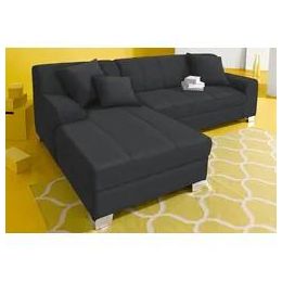 Ecksofa Inosign "Turah incl. Zierkissen, moderne Steppung, auch in Leder" Sofas Gr. B/H/T: 239 cm x 75 cm x 82 cm, NaturLEDER, Recamiere links, ohne Bettfunktion, schwarz wahlweise mit Bettfunktion, Schlafsofa, BTH: 23915275 cm, L-Form