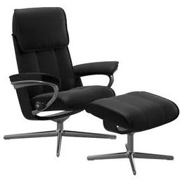 Relaxsessel stressless "Admiral" Sessel Gr. Leder BATICK, Cross Base Schwarz, Relaxfunktion-Drehfunktion-PlusTMSystem-Gleitsystem-BalanceAdaptTM, B/H/T: 93 cm x 103 cm x 79 cm, schwarz (black batick) mit Cross Base, Größe M & L, Holzakzent Schwarz