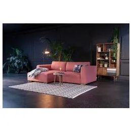 Ecksofa Tom Tailor HOME "HEAVEN STYLE S" Sofas Gr. B/H/T: 242cm x 85cm x 162cm, Struktur grob TCU, Recamiere links, mit Bettfunktion-mit Bettkasten-Metallfuß, rot (rich coral tcu 17) aus der COLORS COLLECTION, wahlweise mit Bettfunktion & Bettkasten