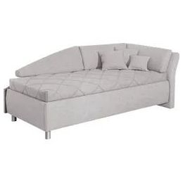 Schlafsofa Alina "Lindsay" Sofas Gr. B/H/T: 223cm x 80cm x 112cm, Struktur, Armlehne rechts, grau (platingrau tmd 19) Bettkasten, Zierkissen-Set aus: 2 Stk. 40x40cm, 1 30x30cm