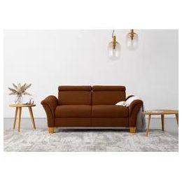 2,5-Sitzer Home Affaire "Lindgren", rosa (kupfer), B:185cm H:84cm T:93cm, 100% Polyester, Sofas, wahlweise mit TV-Funktion, links oder beidseitig, Kopfteilverstellung
