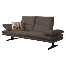 2-Sitzer W.Schillig "broadway" Sofas Gr. B/H/T: 216cm x 94cm x 96cm, Flachgewebe S22, Longchair links, mit Sitztiefenverstellung-mit Kopfteilverstellung-ohne Seitenteilverstellung, braun (tobacco s22) Sitztiefenverstellung, Kopfteil- & Seitenteilverstellung, Breite 216cm