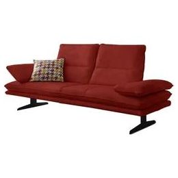 2-Sitzer W.Schillig "broadway" Sofas Gr. B/H/T: 216cm x 94cm x 96cm, Stoff S37, Longchair links, mit Sitztiefenverstellung-ohne Kopfteilverstellung-mit Seitenteilverstellung, rot (marsala s37) Sitztiefenverstellung, Kopfteil- & Seitenteilverstellung, Breite 216cm