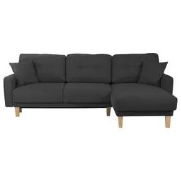 Ecksofa Home Affaire "Triplo, Zierkissen, Schlaffunktion, B/T/H: 234/164/89 cm, L-Form" Sofas Gr. B/H/T: 234 cm x 89 cm x 164 cm, Luxus-Microfaser weich, Recamiere rechts, mit Bettfunktion-mit Bettkasten, grau (graphit) wahlweise mit Bettfunktion und Bettkasten, Liegefläche 210132 cm