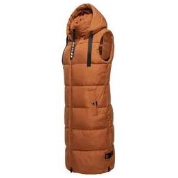 Steppweste Navahoo "Schnuffelchen" Gr. S (36), braun Damen Westen warme Outdoor-Weste lang mit Kapuze