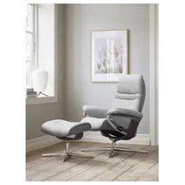 Relaxsessel stressless "Sunrise" Sessel Gr. ROHLEDER Stoff Q2 FARON, Cross Base Wenge, Relaxfunktion-Drehfunktion-PlusTMSystem-Gleitsystem-BalanceAdaptTM, B/H/T: 79cm x 103cm x 73cm, grau (light grey q2 faron) mit Hocker, Cross Base, Größe S, M & L, Holzakzent Wenge