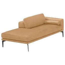 Ottomane Egoitaliano "Masu, Design trifft super Sitzkomfort, mit toller Detailverarbeitung" Sofas Gr. B/H/T: 182 cm x 95 cm x 97 cm, Leder NUVOLE, Armlehne rechts, braun (tan) Rückenkissen und Armteilrolle für mehr Komfort, mit Metallfüßen