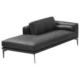 Ottomane Egoitaliano "Masu, Design trifft super Sitzkomfort, mit toller Detailverarbeitung" Sofas Gr. B/H/T: 182cm x 95cm x 97cm, Leder BULL, Armlehne rechts, schwarz Rückenkissen und Armteilrolle für mehr Komfort, mit Metallfüßen