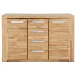 Sideboard Home Affaire "Kolding" Sideboards Gr. B/H/T: 140cm x 90cm x 40cm, Holzwerkstoff eichefarben (Korpus) / Massivholz Eiche (Front), braun (eiche teilmassiv) Breite 140 cm mit 4 Schubkästen