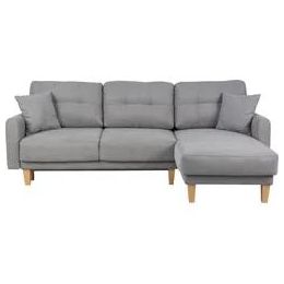 Ecksofa Home Affaire "Triplo, Zierkissen, Schlaffunktion, B/T/H: 234/164/89 cm, L-Form" Sofas Gr. B/H/T: 234 cm x 89 cm x 164 cm, Luxus-Microfaser weich, Recamiere rechts, mit Bettfunktion-mit Bettkasten, grau (hellgrau) wahlweise mit Bettfunktion und Bettkasten, Liegefläche 210132 cm