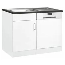 Spülenschrank KOCHSTATION "KS-Haiti", weiß (weiß matt), B:110cm H:85cm T:60cm, Schränke, mit Tür/Sockel für Geschirrspüler