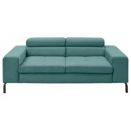 2-Sitzer "Felicia Due", grün (sage), B:192cm H:40cm T:111cm, 100% Polyester, Gallery M BRANDED BY MUSTERRING, Sofas, Wahlweise mit Sitzvorzug, inklusive Kopfteilverstellung