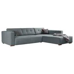 Ecksofa Tom Tailor HOME "HEAVEN CHIC M" Sofas Gr. B/H/T: 282cm x 85cm x 221cm, Struktur grob TCU, Recamiere rechts, mit Bettfunktion-mit Bettkasten, blau (smokey tcu 36) aus der COLORS COLLECTION, wahlweise mit Bettfunktion & Bettkasten