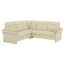 Ecksofa Home Affaire "Tahoma L-Form" Sofas Gr. B/H/T: 251cm x 103cm x 231cm, NaturLEDER-Kunstleder, langer Schenkel rechts, ohne Bettfunktion-ohne Schublade-ohne Relaxfunktion, beige (creme) mit Armlehnfunktion, wahlweise Bettfunktion, Schublade, Relaxfunktion