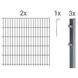 GAH Alberts ALBERTS Doppelstabmattenzaun "Grundset" Zaunelemente Höhe: 80 - 160 cm, Gesamtlänge: 4 - 30 m, zum Einbetonieren Gr. H/L: 100cm x 4 m, Pfosten: 3 St., grau (anthrazit)