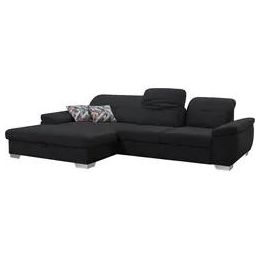 Ecksofa Alina "Tessa" Sofas Gr. B/H/T: 300 cm x 91 cm x 199 cm, Struktur fein XBO, Recamiere links, mit Sitztiefenverstellung-mit Bettfunktion-mit Bettkasten, schwarz (schwarz xbo 10) inkl. Sitztiefenverstellung, wahlweise mit Bettfunktion und Bettkasten