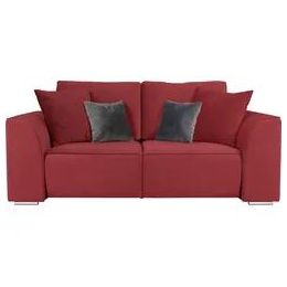 2-Sitzer Inosign "Beatrice" Sofas Gr. B/H/T: 195cm x 92cm x 107cm, Samtoptik, rot incl. 2 großen Zierkissen in Korpusfarbe