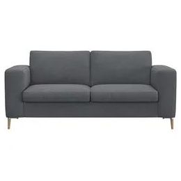 2-Sitzer FLEXLUX "Fiore Designsofa, bequem und komfortabel durch hochwertigen Sitzaufbau" Sofas Gr. B/H/T: 164cm x 85cm x 92cm, Lederoptik, grau (elephant gre) breite Armlehnen, Kaltschaum, Füße Alu+ Eiche