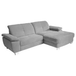 Ecksofa Alina "Suna" Sofas Gr. B/H/T: 239cm x 87cm x 184cm, Struktur fein XBO, Recamiere rechts, mit Bettfunktion, mit Stauraum, grau (mittelgrau xbo 19) Wahlweise mit Bettfunktion und Stauraum