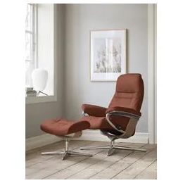 Relaxsessel stressless "Sunrise" Sessel Gr. Leder PALOMA, Cross Base Eiche, Relaxfunktion-Drehfunktion-PlusTMSystem-Gleitsystem-BalanceAdaptTM, B/H/T: 92cm x 105cm x 80cm, rot (henna paloma) mit Cross Base, Größe S, M & L, Holzakzent Eiche