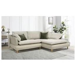 Ecksofa Collection AB "Mandela L-Form" Sofas Gr. B/H/T: 264cm x 94cm x 184cm, Cord-Samtvelours, Recamiere rechts, mit Bettfunktion und Bettkasten, beige mit Bettfunktion und Bettkasten