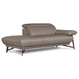 Ottomane Egoitaliano "Anais, Designsofa mit hohem Sitzkomfort, Designfuß" Sofas Gr. B/H/T: 179cm x 74cm x 106cm, Leder BACIO, Ottomane links, Armlehne rechts, beige (safari) Solitärmöbel als Blickfang, inkl. verstellbarer Kopfstützen