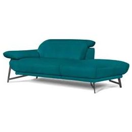 Ottomane Egoitaliano "Anais, Designsofa mit hohem Sitzkomfort, Designfuß" Sofas Gr. B/H/T: 179cm x 74cm x 106cm, Luxus-Microfaser, Ottomane rechts, Armlehne links, bunt (blaurün) Solitärmöbel als Blickfang, inkl. verstellbarer Kopfstützen