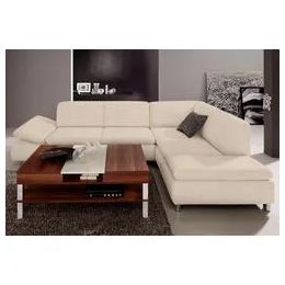 Ecksofa Max Winzer "Toulouse modern und bequem, aktuelles Design, hoher Sitzkomfort" Sofas Gr. B/H/T: 271cm x 75cm x 190cm, Luxus-Microfaser, Ottomane rechts, beige mit klappbaren Armlehnen, Breite 271 cm