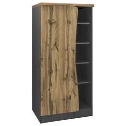 Midischrank KOCHSTATION "KS-Bruneck" Schränke Gr. B/H/T: 80 cm x 166 cm x 60 cm, grau (graphit, wotaneiche) Küchenschrank Midischrank Vorratsschrank >>Bruneck<< 90 cm breit, hochwertige MDF-Fronten