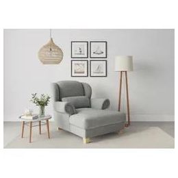 Loveseat Home Affaire "Loveseat Queenie" Sessel Gr. Struktur weich, B/H/T: 125 cm x 111 cm x 146 cm, grau (grey pinstripe) mit softem, weichem Sitzkomfort, zeitloses Design, inkl. Zierkissen