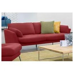 2,5-Sitzer W.Schillig "softy" Sofas Gr. B/H/T: 203cm x 79cm x 93cm, Longlife Xtra-Leder Z59, rot (ruby z59) mit dekorativer Heftung im Sitz, Füße schwarz pulverbeschichtet