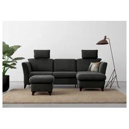 Ecksofa Home Affaire "Trelleborg L-Form" Sofas Gr. B/H/T: 249 cm x 86 cm x 162 cm, Feincord, Recamiere rechts, mit Bettfunktion-mit Bettkasten, grau (anthrazit) wahlweise mit Bettfunktion und Bettkasten, inkl. Federkern-Polsterung