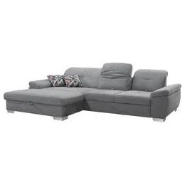 Ecksofa Alina "Tessa" Sofas Gr. B/H/T: 300cm x 91cm x 199cm, Struktur fein XBO, Recamiere links, mit Sitztiefenverstellung-mit Bettfunktion-mit Bettkasten, grau (mittelgrau xbo 19) inkl. Sitztiefenverstellung, wahlweise mit Bettfunktion und Bettkasten