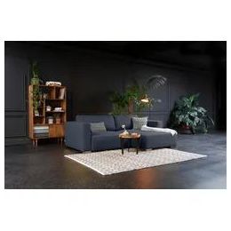 Ecksofa Tom Tailor HOME "HEAVEN STYLE S" Sofas Gr. B/H/T: 242cm x 85cm x 162cm, Struktur fein TBO, Recamiere rechts, ohne Bettfunktion-ohne Bettkasten-Metallfuß, blau (schwarz navy tbo 6) aus der COLORS COLLECTION, wahlweise mit Bettfunktion & Bettkasten