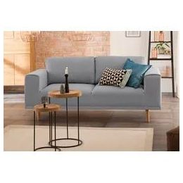 2-Sitzer Home Affaire "Lasse" Sofas Gr. B/H/T: 198cm x 84cm x 89cm, Struktur fein, grau (hellgrau) im scandinavischem Stil mit Holzfüßen