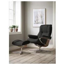 Relaxsessel stressless "Mayfair" Sessel Gr. Leder BATICK, Cross Base Eiche, Relaxfunktion-Drehfunktion-PlusTMSystem-Gleitsystem-BalanceAdaptTM, B/H/T: 92cm x 103cm x 79cm, schwarz (black batick) mit Cross Base, Größe S, M & L, Holzakzent Eiche