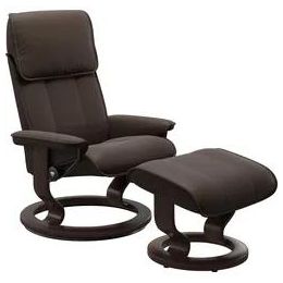 Relaxsessel stressless "Admiral", braun (braun batick), B:87cm H:101cm T:78cm, Leder BATICK: BATICK ist ein leicht korrigiertes, durchgefärbtes und genarbtes Möbelleder, bei dem die meisten Unebenheiten und Spuren in der Regel entfernt wurden., Sessel, mit Classic Base, Größe M & L, Gestell Wenge