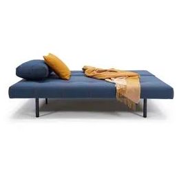 3-Sitzer INNOVATION LIVING TM "SIGGA X Schlafsofa mit hohen Sitz- und Liegekomfort" Sofas Gr. B/H/T: 200 cm x 86 cm x 98 cm, Struktur grob, gleichschenklig, blau Dekorative Kontrastnähte, detailreiches Design