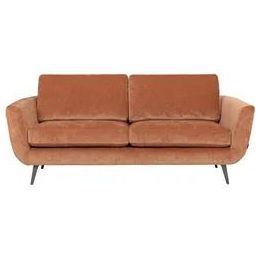 2,5-Sitzer furninova "Smile" Sofas Gr. B/H/T: 197cm x 85cm x 93cm, Velours, ohne Bettfunktion, orange (peach) im skandinavischen Design